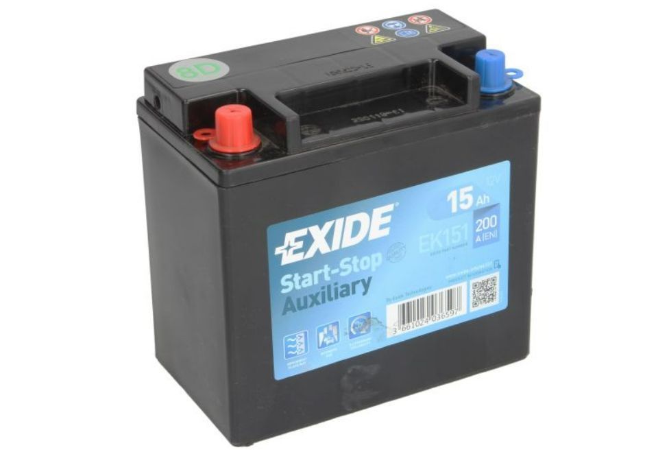 Купить Ek151 - EXIDE 12В 15Агод. (EN) 200А L+ , AGM; AUXILIARY (СX23 ...